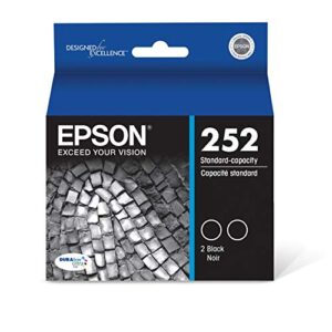 epson t252 durabrite ultra ink standard capacity black dual cartridge pack (t252120-d2) for select epson workforce printers