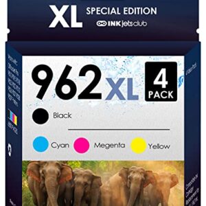 INKjetsclub Remanufactured Ink Cartridge Replacement for 4 Pack HP 962XL Printer Ink. Works with OfficeJet Pro 9010 9012 9018 9015 9020 9025 9026 9027 Printers (Does not Read Ink Levels)