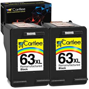 cartlee 2 black remanufactured 63xl 63 xl high yield ink cartridges for hp envy 4512 4520 deskjet 3632 2130 1110 1111 1112 2132 3630 3634 3637 3636 officejet 3830 3833 4650 4655 4652 5255 5258 printer