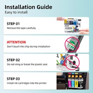 LC201 LC203 Ink Cartridges | High Yield |10 Pack (4BK/2C/2M/2Y) | Replacement for Brother LC203 Work with Brother MFC-J480DW, MFC-J4420DW, MFC-J680DW Printer for Brother LC203 Ink Cartridges