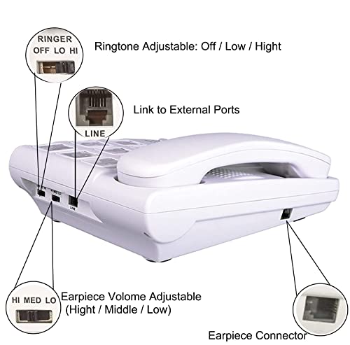 Big Button Phone for Seniors, 9 Pictured Big Buttons,Extra Loud Ringer,Wired Simple Basic Landline Telephone for Visually Impaired Old People with Large Easy Buttons, Emergency House Phones