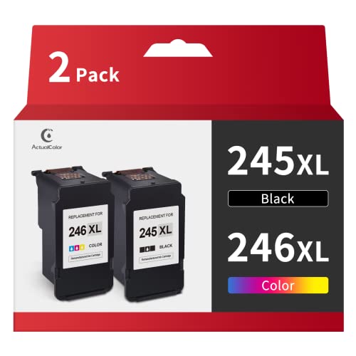 245XL 246XL ActualColor C Remanufactured Ink Cartridge Replacement for Canon PG-245 XL CL-246 XL for Pixma TR4520 MX492 MG2522 MX490 TS3122 TS202 TS3322 MG2525 MG2520 MG3022 TR4522 Printer Black Color