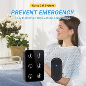 Wireless Caregiver Pager Call Button Nurse Call System 500Ft Range with LED Number Display for Elderly/Patient/Disabled at Home/Hospital/Clinic(6 Waterproof Call Button & 1 Receiver)