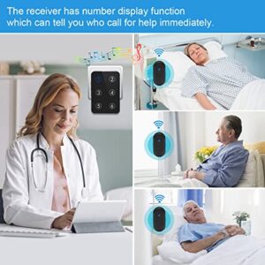 Wireless Caregiver Pager Call Button Nurse Call System 500Ft Range with LED Number Display for Elderly/Patient/Disabled at Home/Hospital/Clinic(6 Waterproof Call Button & 1 Receiver)