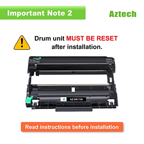 Aztech Compatible Drum Unit Replacement for Brother DR730 DR-730 DR 730 for MFC-L2710DW MFC-L2750DW HL-L2395DW HL-L2370DW HL-L2350DW HL-L2390DW DCP-L2550DW MFC-L2750DWXL Printer (Black 2-Pack)