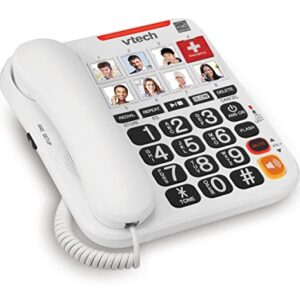 VTECH SN1127 Amplified Corded Answering System. 8 Photo Speed Dial, 90dB Ringer Volume, Big High-Contrast buttons, Audio Booster(+40db), Visual Ringer. Perfect for Seniors, Visually & Hearing Impaired