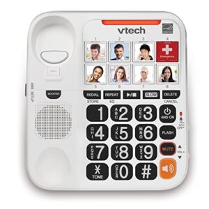 VTECH SN1127 Amplified Corded Answering System. 8 Photo Speed Dial, 90dB Ringer Volume, Big High-Contrast buttons, Audio Booster(+40db), Visual Ringer. Perfect for Seniors, Visually & Hearing Impaired