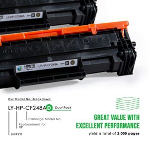 LINKYO Compatible Toner Cartridge Replacement for HP 48A CF248A (Black, 2-Pack)