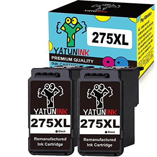 YATUNINK Remanufactured 275XL Ink Cartridge Replacement for Canon Ink Cartridges 275 and 276 XL PG-275 275XL 275 XL Black Ink Cartridge for Canon Pixma TS3520 TS3522 TS3500 TR4720 Printer Ink(2 Black)