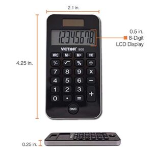 Victor 900 Handheld Calculator, Black, 0.3" x 2.5" x 4.3"