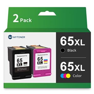 mytoner remanufactured ink cartridge replacement for hp 65xl 65 xl high yield ink for hp envy 5052 5055 5058 deskjet 2622 3755 2624 2652 2655 3720 3752 3721 3722 3723 3758 printer(black tri-color,2pk)