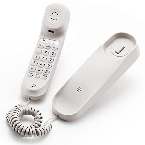 Landline Phone for Home, Corded Phone, Mini Phone, Use HD Call IC Chip, Used in Hotel, Office, Bank Call Center (White)