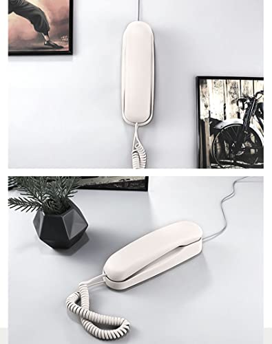 Landline Phone for Home, Corded Phone, Mini Phone, Use HD Call IC Chip, Used in Hotel, Office, Bank Call Center (White)