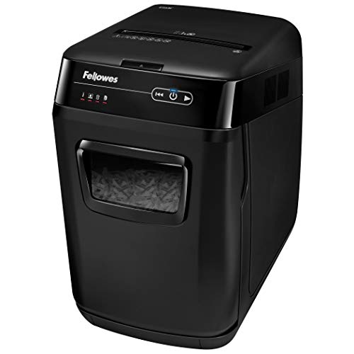 Fellowes AutoMax 150C 150-Sheet Cross-Cut Auto Feed Shredder with Jam Protection for Hands-Free Shredding (4680001), Black