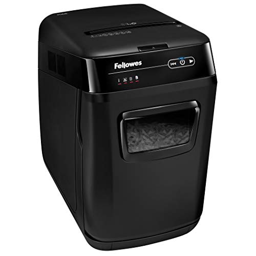 Fellowes AutoMax 150C 150-Sheet Cross-Cut Auto Feed Shredder with Jam Protection for Hands-Free Shredding (4680001), Black