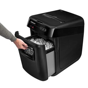 Fellowes AutoMax 150C 150-Sheet Cross-Cut Auto Feed Shredder with Jam Protection for Hands-Free Shredding (4680001), Black