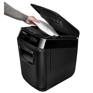 Fellowes AutoMax 150C 150-Sheet Cross-Cut Auto Feed Shredder with Jam Protection for Hands-Free Shredding (4680001), Black