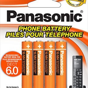 Panasonic Genuine HHR-4DPA/4B AAA NiMH Rechargeable Batteries for DECT Cordless Phones, 4 Pack