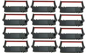 12 pack sp-700 ribbon ink cartridge quality black and red compatible with star printer rc-700br, sp700, 712, 742