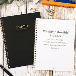 Planner 2023-2024 - Academic Planner 2023-2024 from Jul.2023 - Jun.2024, 2023-2024 Planner Weekly & Monthly with Tabs, 8" x 10", Flexible Cover, Thick Paper, Twin-Wire Binding, Perfect Daily Organizer - Black