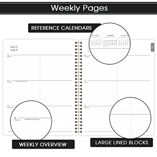 Planner 2023-2024 - Academic Planner 2023-2024 from Jul.2023 - Jun.2024, 2023-2024 Planner Weekly & Monthly with Tabs, 8" x 10", Flexible Cover, Thick Paper, Twin-Wire Binding, Perfect Daily Organizer - Black