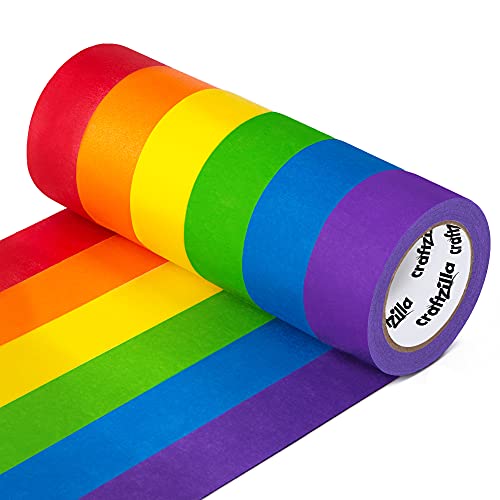 Craftzilla Colored Masking Tape – 6 Roll Multi Pack – 180 Feet x 1 Inch of Colorful Craft Tape – Vibrant Rainbow Colored Painters Tape – Great for Arts & Crafts, Labeling and Color-Coding