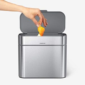 simplehuman compost caddy, detachable and countertop bin, 4 liter / 1.06 gallon, brushed stainless steel