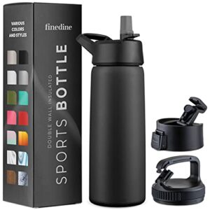 triple-insulated stainless steel water bottle with straw lid – flip-top lid – wide-mouth cap (25 oz) insulated water bottles, keeps hot and cold – sports canteen water bottle great for hiking & biking