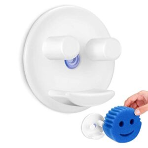 sponge holder, smiley face sponge holder with suction cup mount, kitchen/bathroom sink sponge storage, for round sponge, dishwasher safe