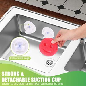 Sponge Holder, Smiley Face Sponge Holder with Suction Cup Mount, Kitchen/Bathroom Sink Sponge Storage, for Round Sponge, Dishwasher Safe