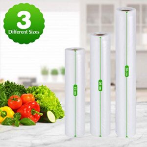 Vacuum-Sealer Rolls Food-Storage Bags for Food - 2 rolls 6"x10' and 2 rolls 8"x10' and 2 rolls 11"x10' Sous Vide cooking, Mircowave & Freezer Food Storage…