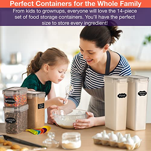 ClearSpace Airtight Food Storage Containers –14 Pack BPA Free Kitchen Organization Set for Pantry Organization and Storage, Plastic Canisters with Durable Lids Ideal for Cereal, Flour & Sugar (Black)