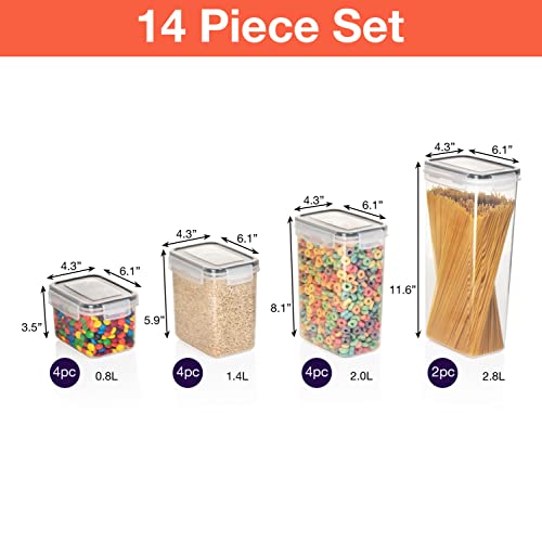 ClearSpace Airtight Food Storage Containers –14 Pack BPA Free Kitchen Organization Set for Pantry Organization and Storage, Plastic Canisters with Durable Lids Ideal for Cereal, Flour & Sugar (Black)