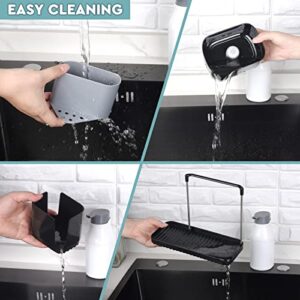 Bestseek Kitchen Soap Dispenser Set with Tray and Sponge Holder, Sink Caddy Organizer with Dishcloth Holder and Dish Brush Holder, for Kitchen Countertop Storage Organize - Practical Kitchen Gadgets