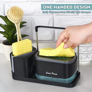 Bestseek Kitchen Soap Dispenser Set with Tray and Sponge Holder, Sink Caddy Organizer with Dishcloth Holder and Dish Brush Holder, for Kitchen Countertop Storage Organize - Practical Kitchen Gadgets