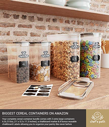 Extra Large Cereal Containers Storage (213oz) for Rice, Flour, Sugar, Cereal & Bulk Food Storage - Set of 2 BPA Free Tall Airtight Food Storage Containers for Kitchen & Pantry Organization