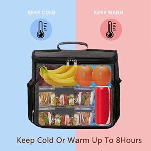 Insulated Lunch Box For Men Work Leakproof Lunch Bags For Adult With Shoulder Strap Reusable Freezable Lunchbox Women Cooler Tote Lunch Pail