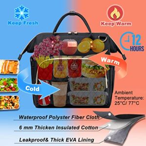 Weitars Lunch Bag for Women Cute Lunch Bag For Work,Insulated Lunch Box Lunch Purse Leakproof Wide-Open Lonchera Lunchbag Lunch Tote With Pockets And Adjustable Strap For Office School Picnic Beach