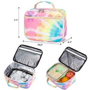 Kids Lunch Box Boys Girls Insulated Lunch Cooler Bag Reusable Lunch Tote Kit for School Travel (094 Tie Dye)