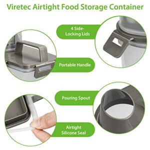 Viretec Rice Airtight Storage Container, 3 to 5Lbs Cereal Dry Food Flour Bin, Pet Dog Cat Food Dispenser with Measuring Cup, BPA Free Clear Plastic Kitchen and Pantry Organization Bin for Sugar, Pasta