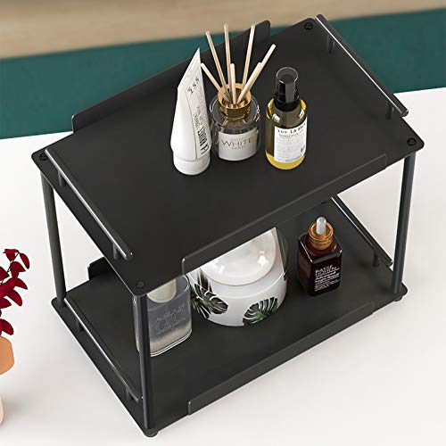 FLE Bathroom Organizer Countertop,2 Tier Bathroom Counter Organizer Kitchen Spice Rack Cosmetic Organizer,Countertop Storage Shelf for Bathroom, Kitchen, Living Room, Bedroom, Dressing Table Black