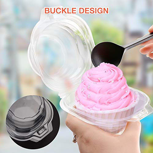 HIMETSUYA Cupcake Boxes Individual Cupcake Containers, 50 Packs Regular Single Cupcake Holder High Topping for Muffins, Thicker Stackable Plastic Cupcake Carrier for Party (50 pack)