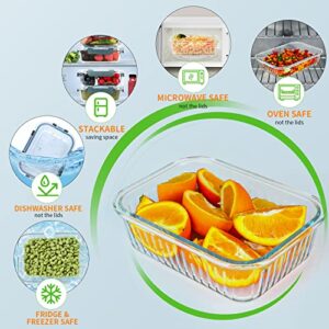 KOMUEE 5 Packs 36 oz Glass Food Storage Containers, Glass Meal Prep Containers with Lids, Airtight Glass Lunch Bento Boxes, BPA Free, Leak Proof, Microwave, Oven, Freezer and Dishwasher Friendly