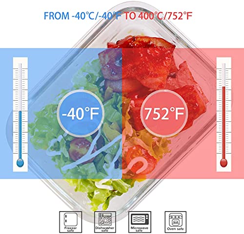 S SALIENT Glass Food Storage Containers with Lids, [24 Piece] Airtight Glass Storage Containers, Leak Proof Glass Meal Prep Containers, BPA Free Glass Bento Boxes for Lunch (12 lids & 12 Containers)