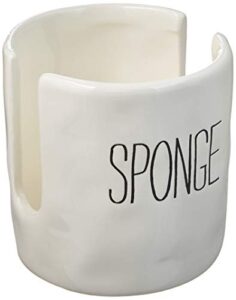 mud pie kitchen dish sponge holder caddy, off white