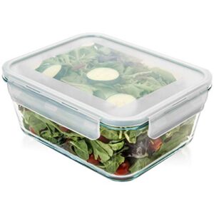 14 Cup/ 112 oz LARGE Glass Food Storage Container with Locking Lid. Ideal for Storing food, Vegetables or Fruits. Baking Casserole, Lasagna, Baking, Roasting chicken & lot of other tasty Food BPA Free