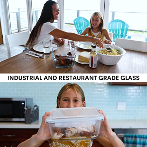 14 Cup/ 112 oz LARGE Glass Food Storage Container with Locking Lid. Ideal for Storing food, Vegetables or Fruits. Baking Casserole, Lasagna, Baking, Roasting chicken & lot of other tasty Food BPA Free