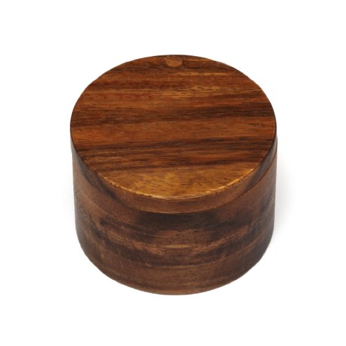 Lipper International Acacia Wood Salt or Spice Box with Swivel Cover, 3-1/2" x 2-1/2"