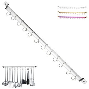 kyraton kitchen utensil rack, kitchen rack,rail rack organizer for hanging knives,mug rack, spatula rack, hanging pot rack utensil holder, wall mounted gourmet kitchen rail with 14 hooks