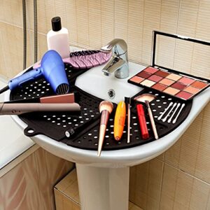 Sink Topper, Foldable Bathroom Sink Cover for Counter Space. Makeup Organizer Mat and Must Have Bathroom Gadget. Standard, Black.